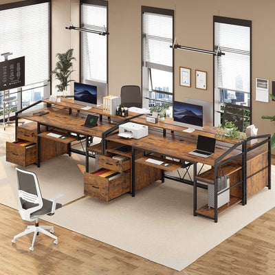 63 Inches LED Gaming Desk with Drawers Rustic Brown | Sikaic
