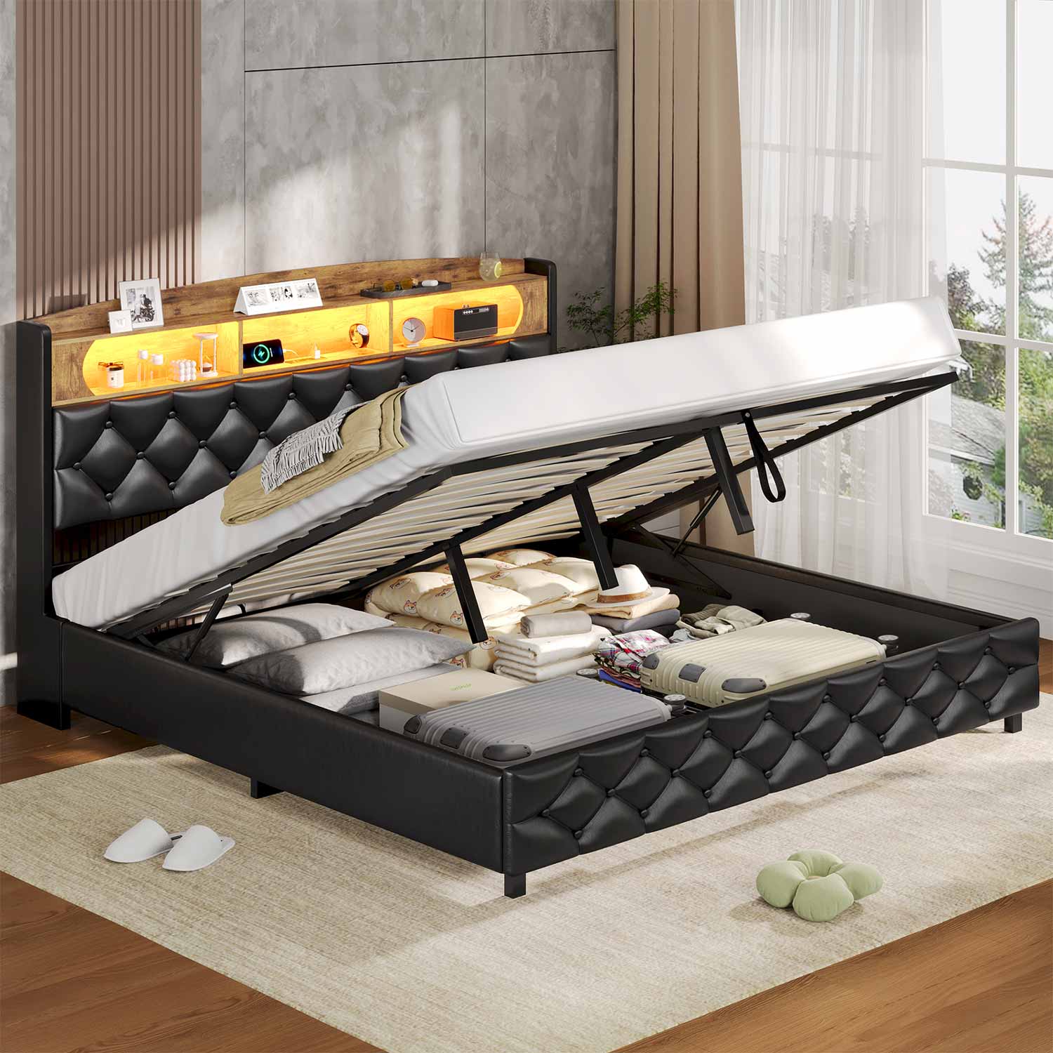 Black gas lift bed store